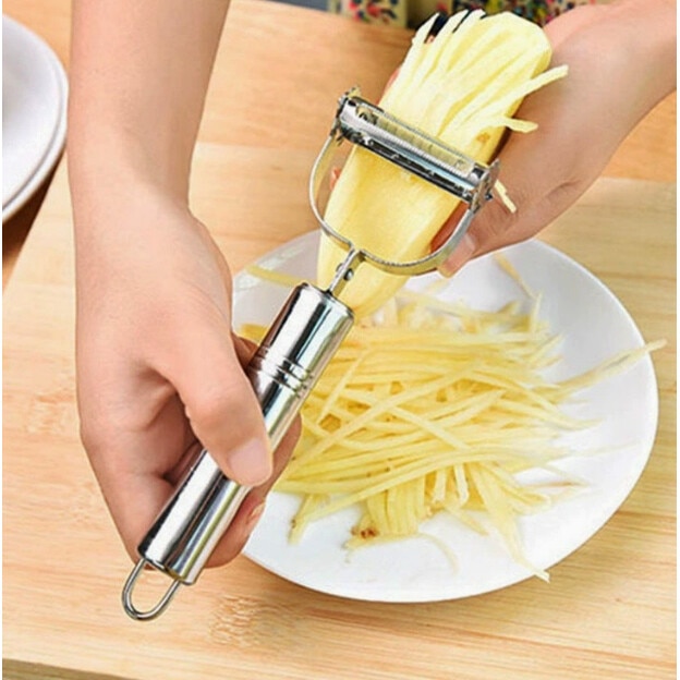 Feliator manual, inox, multifunctional, argintiu, pentru legume si ...