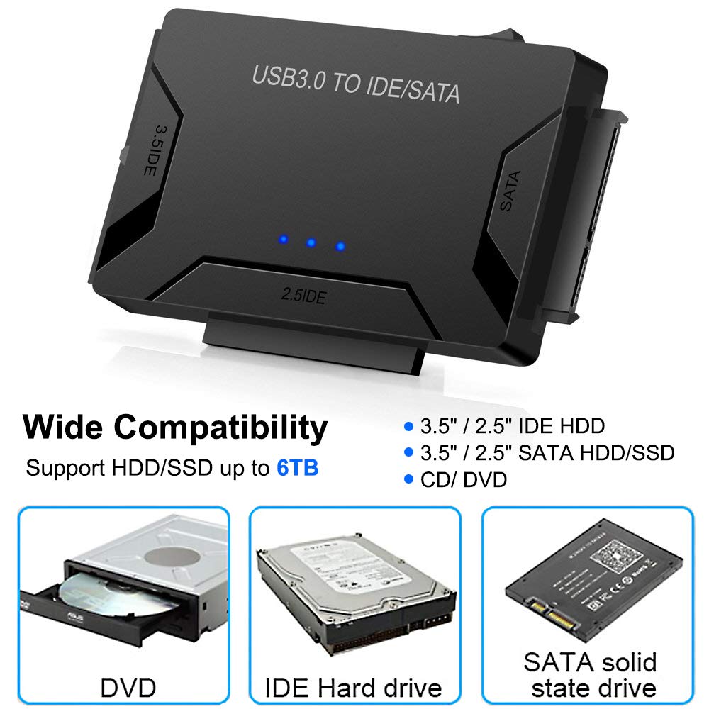 Cititor HDD/SSD extern, converter USB 3.0 la IDE SATA pentru unitati de ...