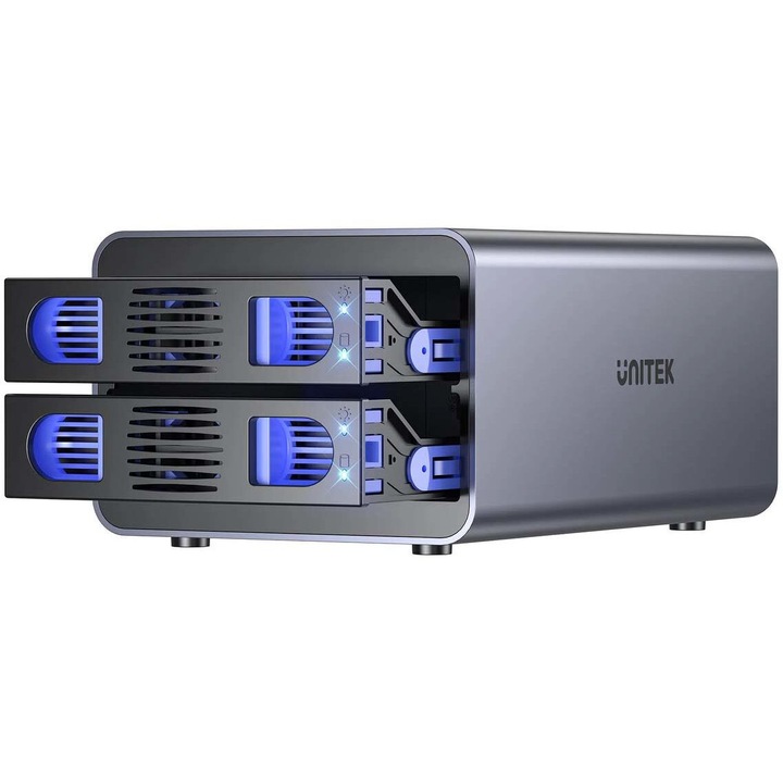 Carcasa RAID Unitek pentru disc SATA 2.5''/3.5'', 4 moduri, 40TB, USB C 10Gb/s - eMAG.ro