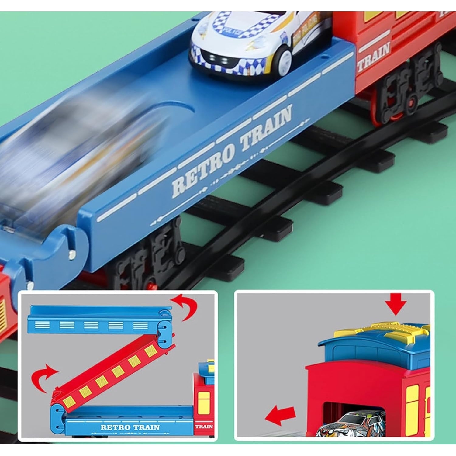 Trenulet Electric cu Aburi RetroSteamTrain pentru Copii, Include Tren ...