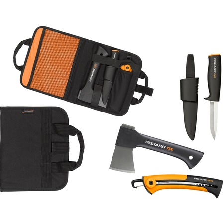 Set Fiskars X5: Topor X5 + Cutit + Ferastrau + Husa - eMAG.ro