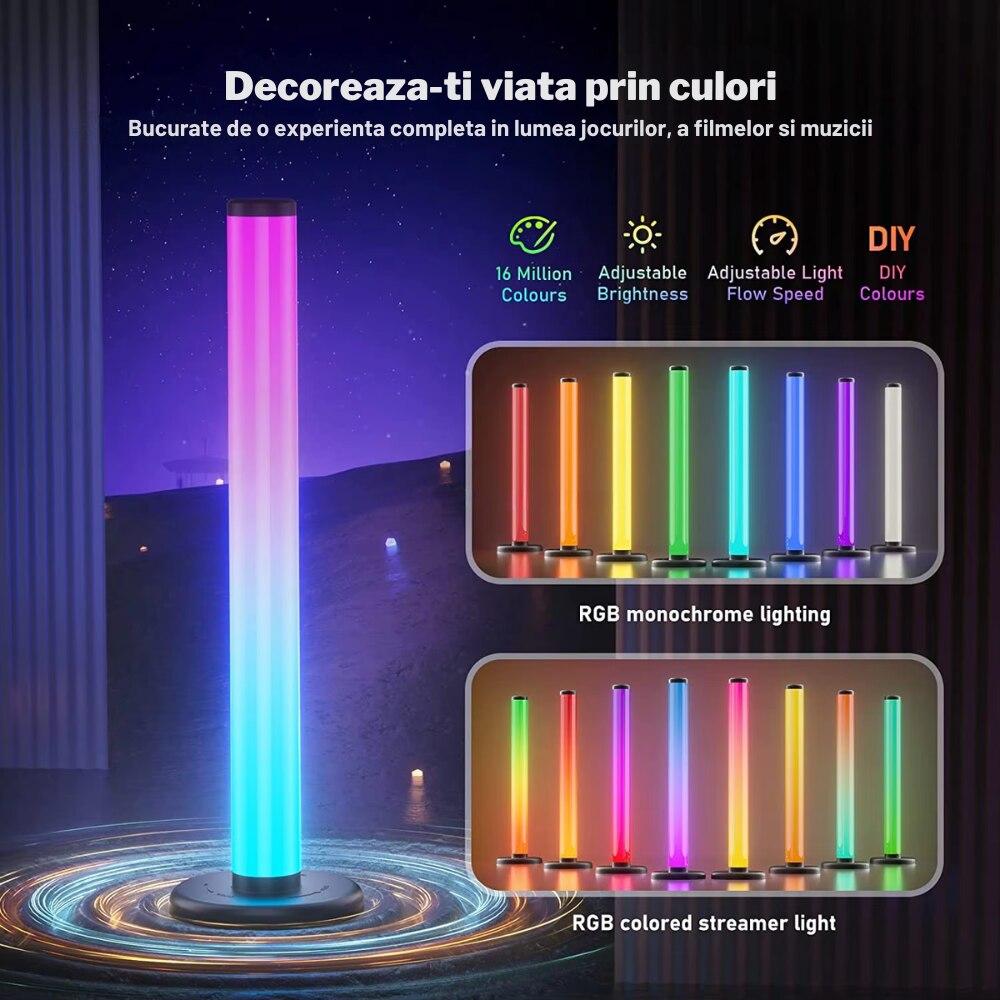 Set 2 Lampi Led smart 360° cu Bluetooth profesionale RGB Binovation ...