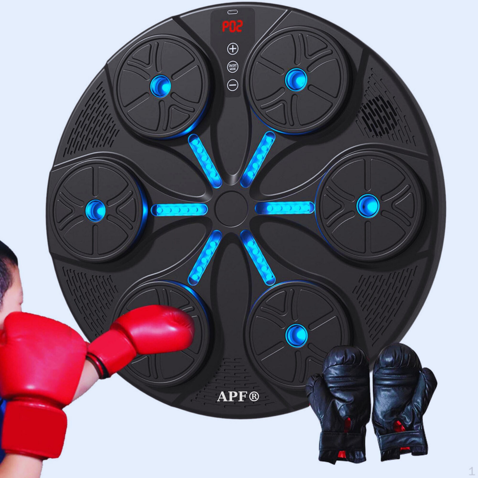 Aparat Smart de Box APF® cu Lumini RGB, Bluetooth, Manusi Negre si ...