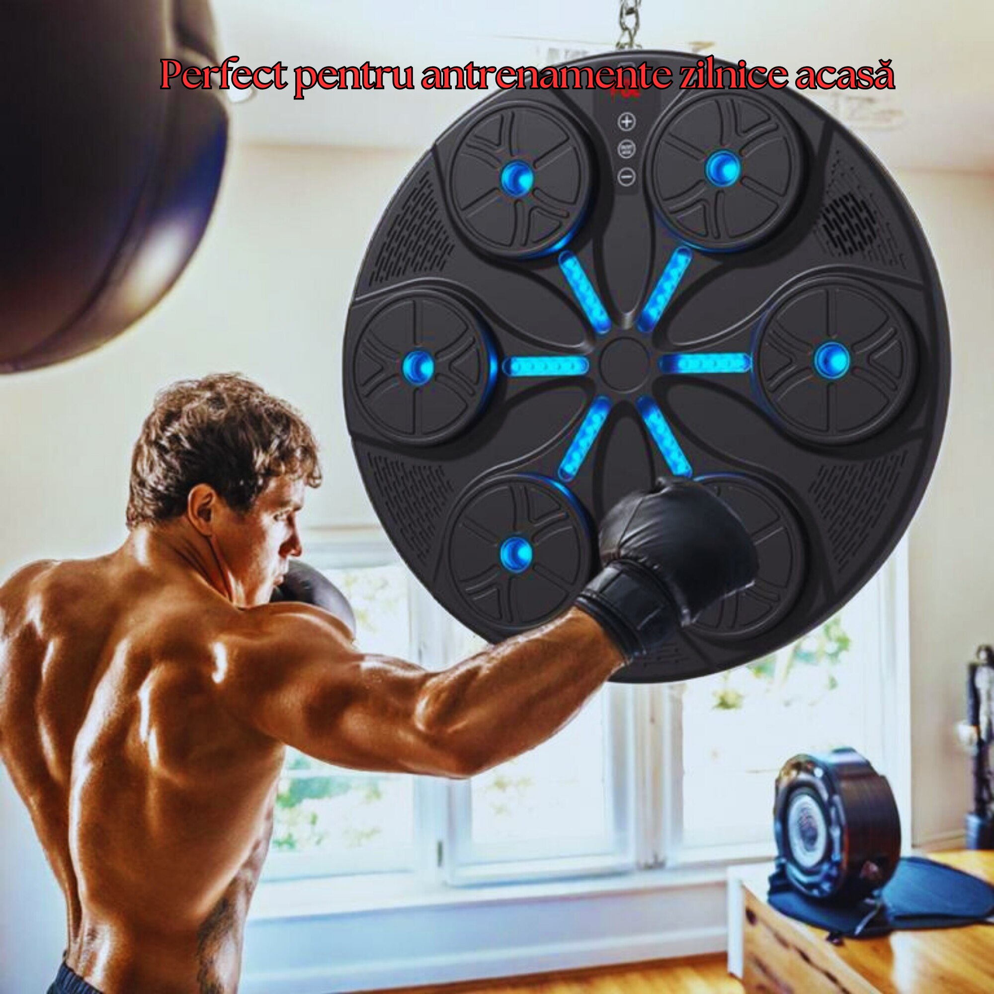 Aparat Smart de Box APF® cu Lumini RGB, Bluetooth, Manusi Negre si ...