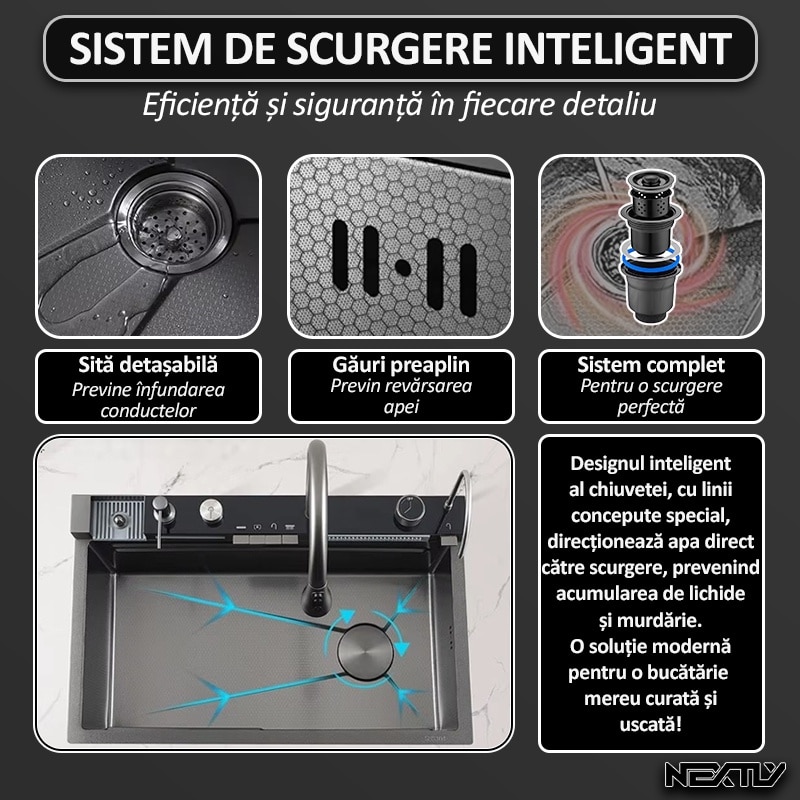 Set chiuveta multifunctionala smart, NEXTLY, afisaj digital, doua ...