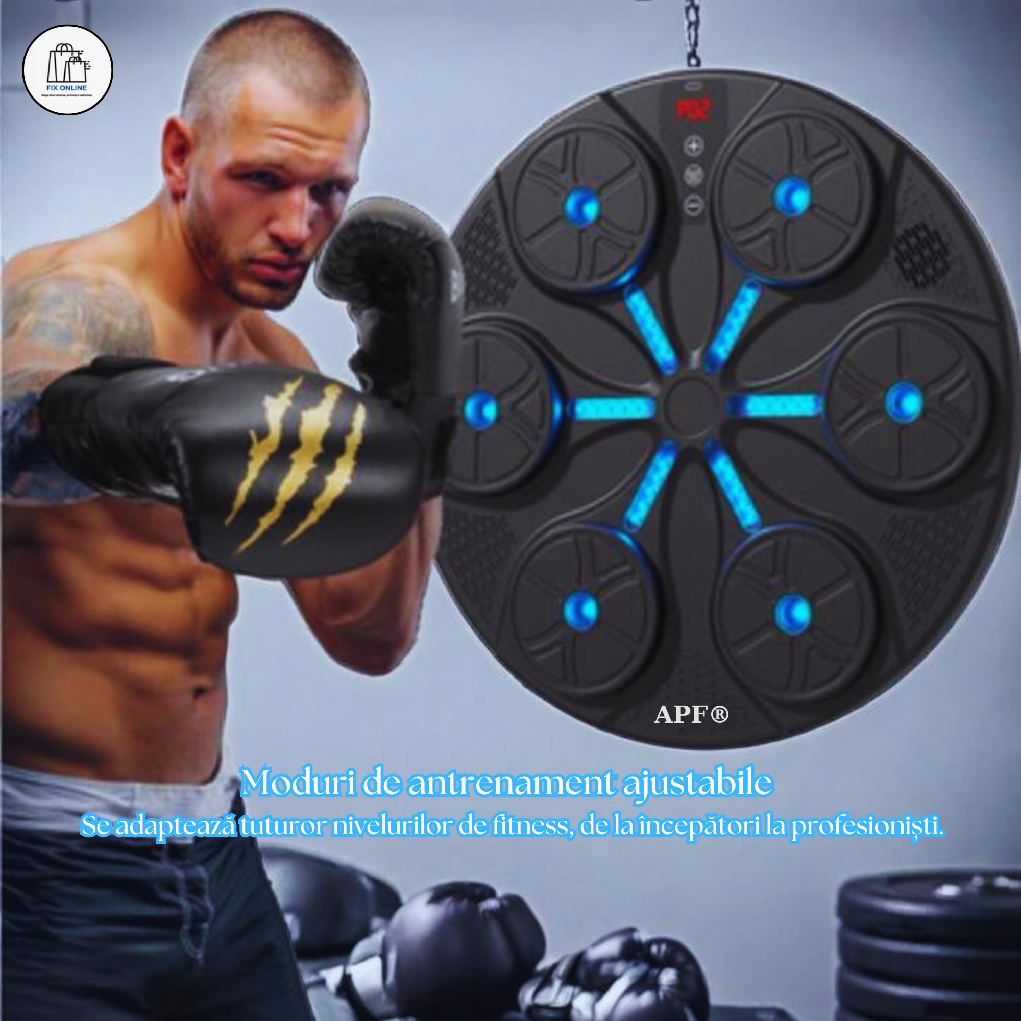 Aparat de Box Inteligent FOTOFUN® cu Bluetooth, Lumini RGB, Manusi ...
