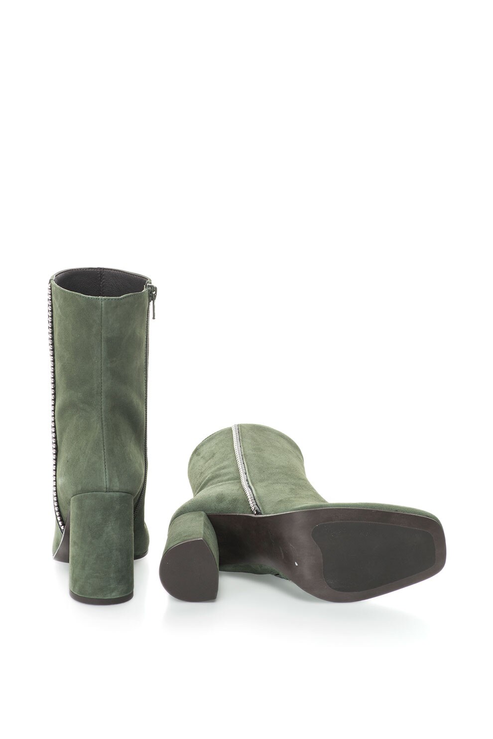 Zee Lane Collection, Велурени боти с метални акценти, Тъмнозелен, 35 ...