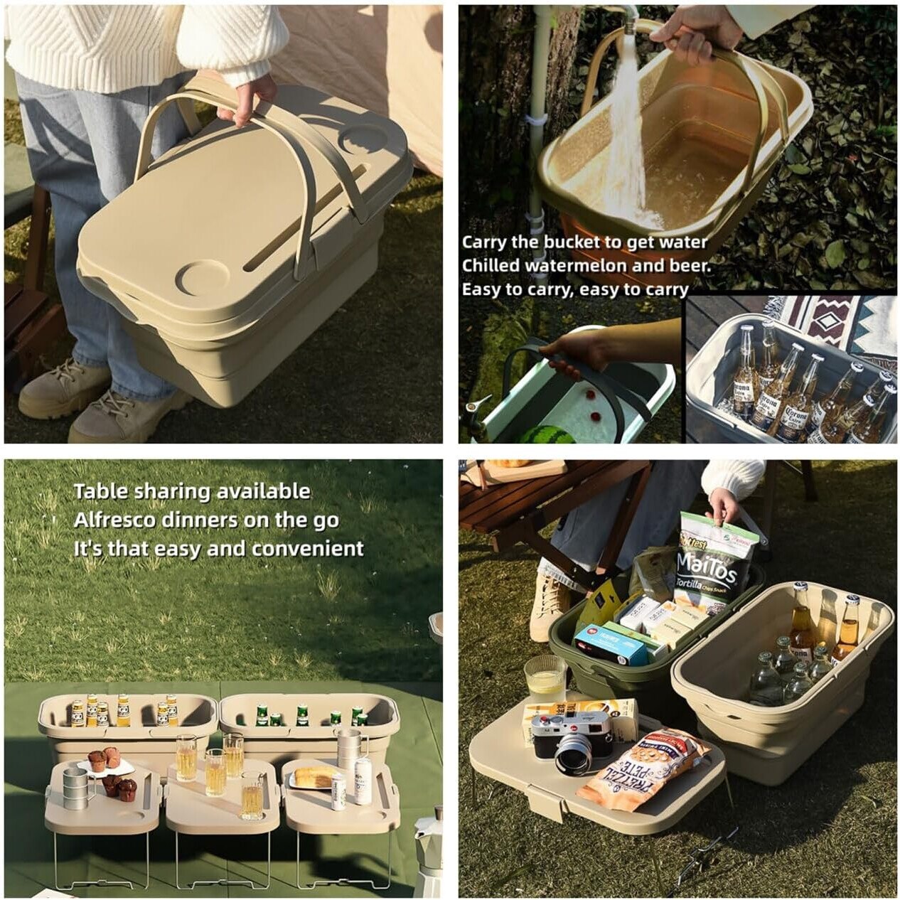 Cosulet pliabil multifunctional din plastic cu masuta capac, awwaline ...
