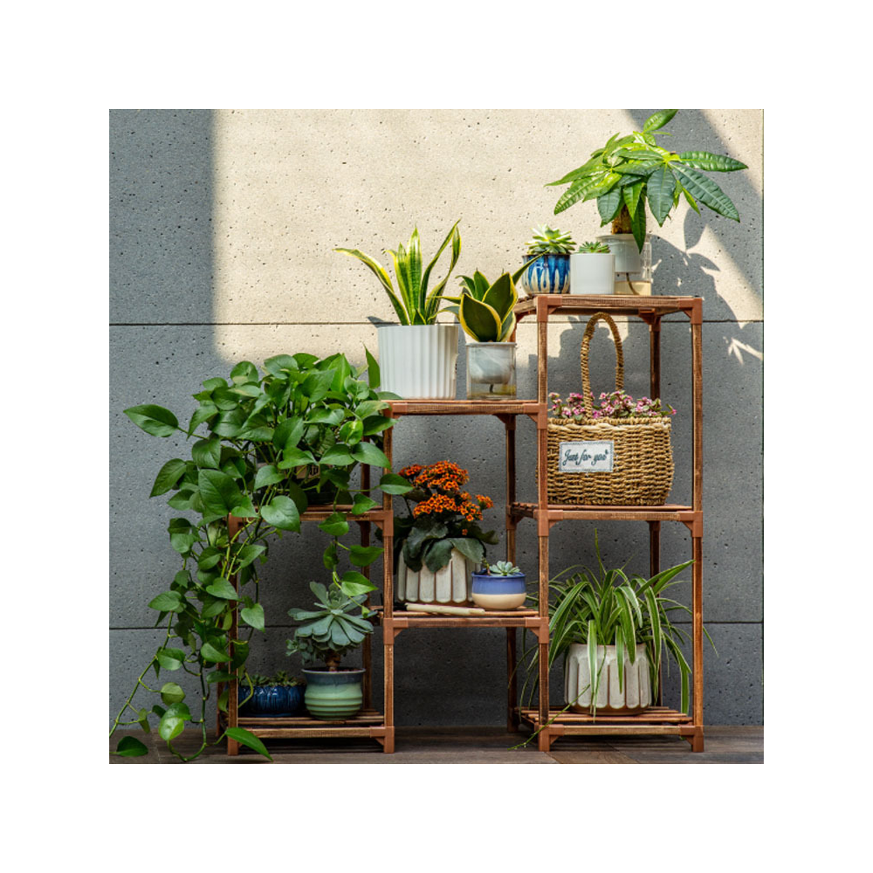 Suport de flori din lemn, cutie de flori din lemn, 7 rafturi, lemn ...