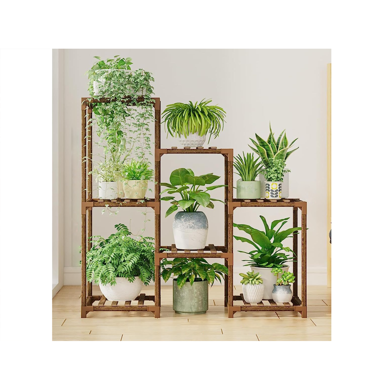 Suport de flori din lemn, cutie de flori din lemn, 7 rafturi, lemn ...