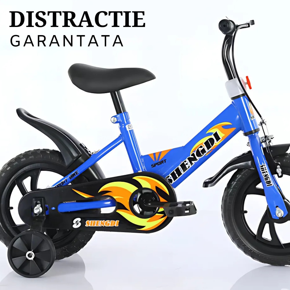 Bicicleta copii Promerco®, roti ajutatoare detasabile, pedale, frane V ...