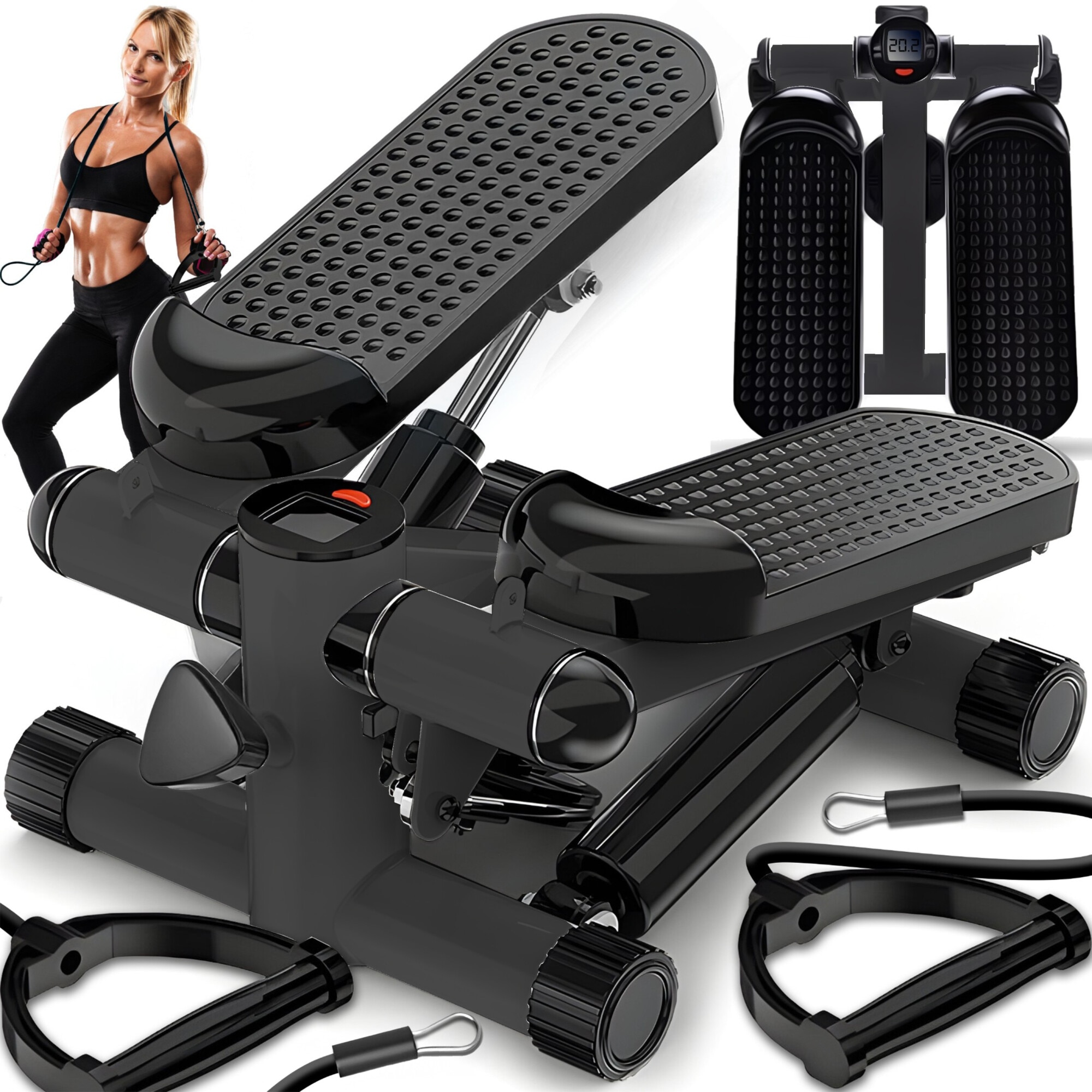 Stepper Reglabil RETOO ActiveFit, cu Telescoape Hidraulice, Pedale ...