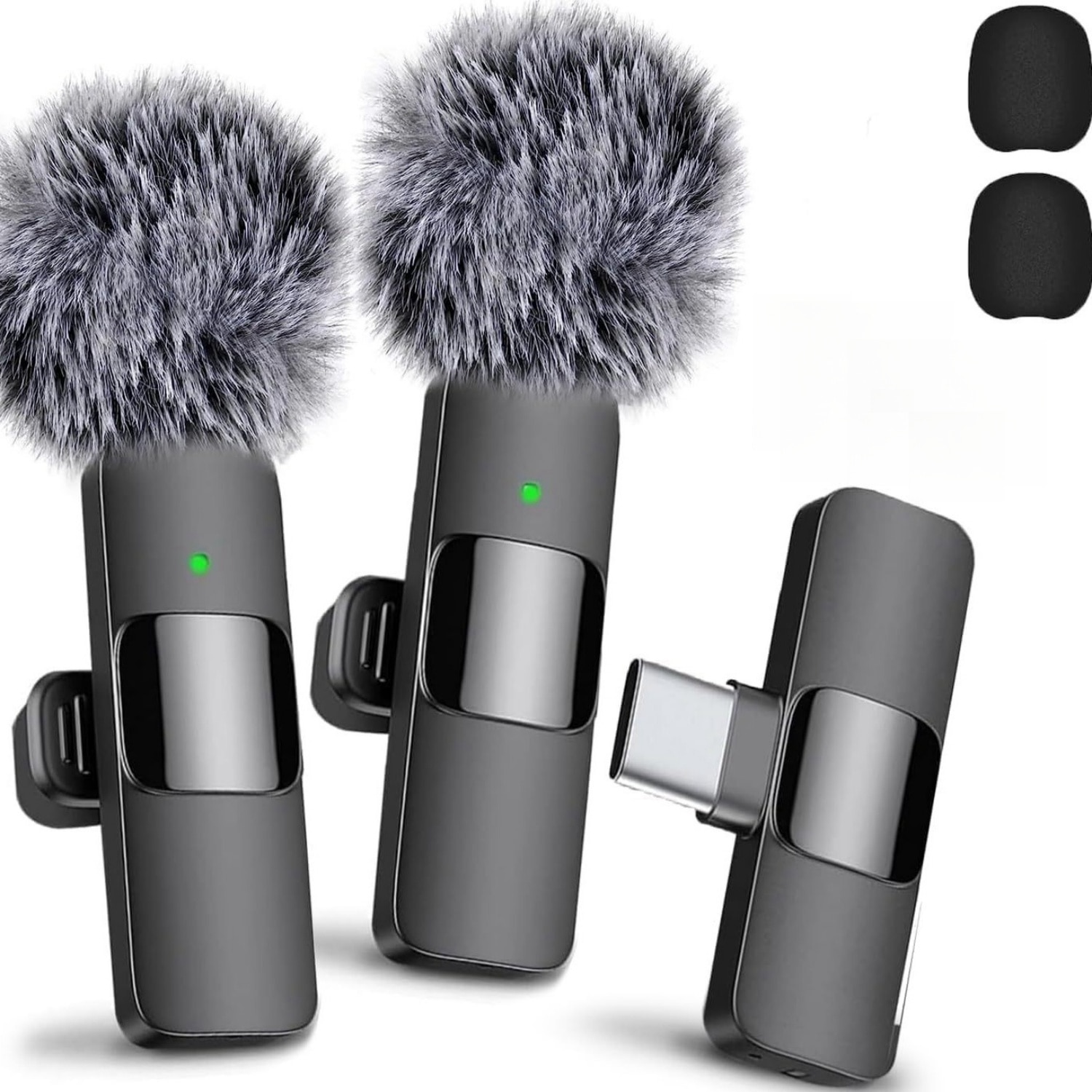 Set de 2 microfoane profesionale Lavalier, pentru iPhone, iPad, Android ...