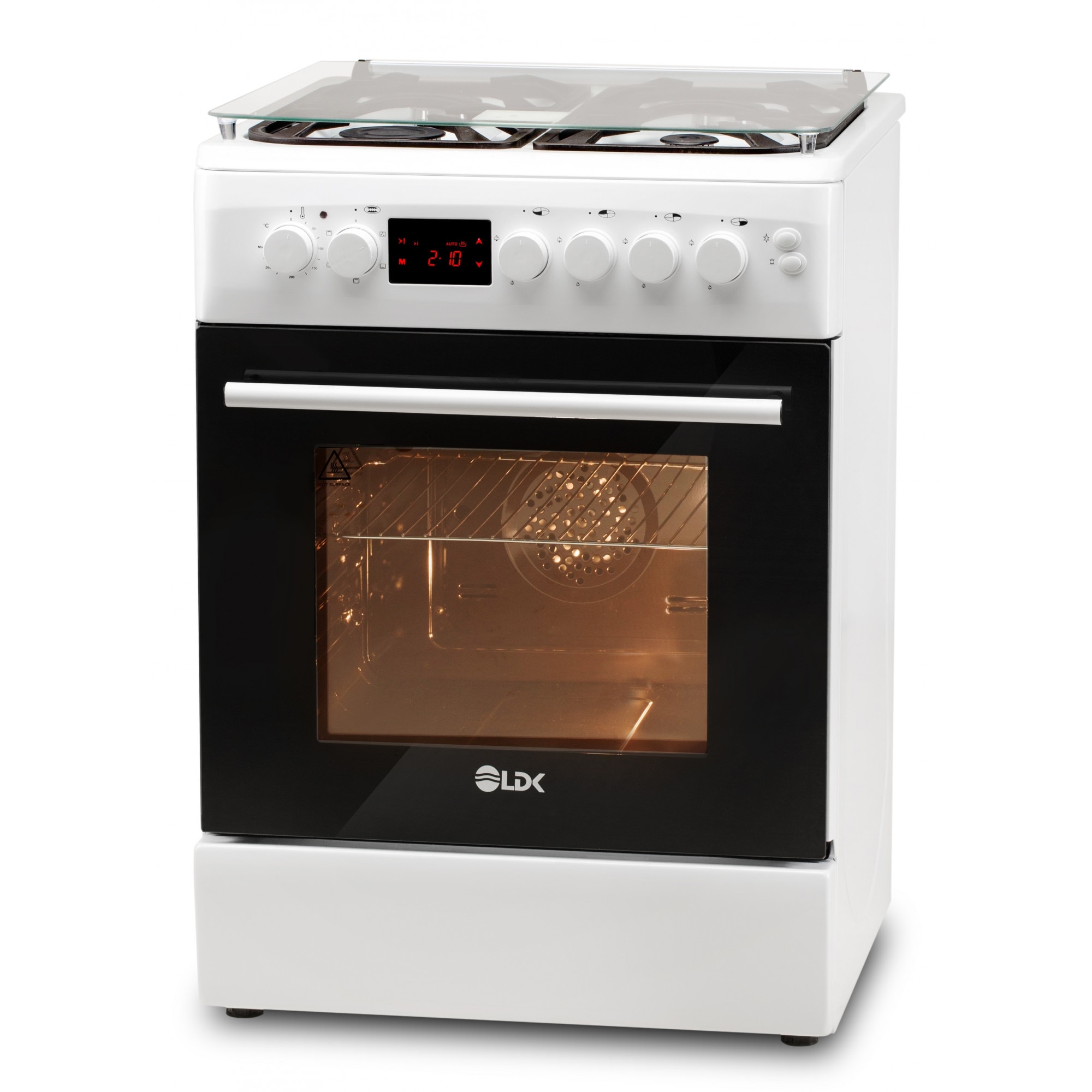 Aragaz LDK 6060 D ECAI WH, Cuptor electric convectie, Display LCD, Aprindere, Termostat, Timer ...