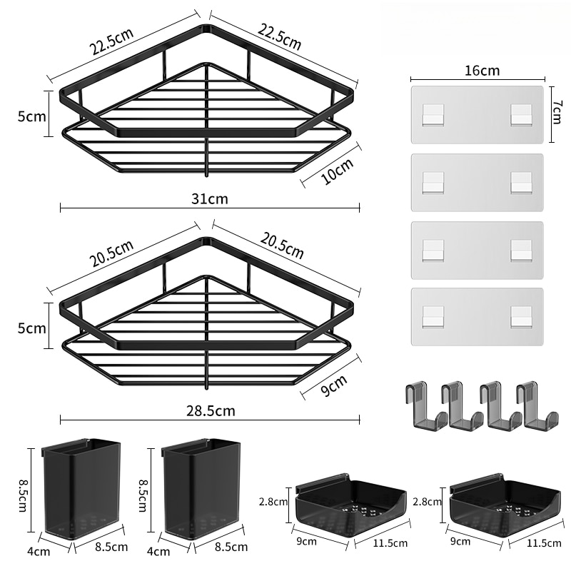 Set 6 Etajere Colt pentru Baie – Raft de Dus din Otel Inoxidabil ...