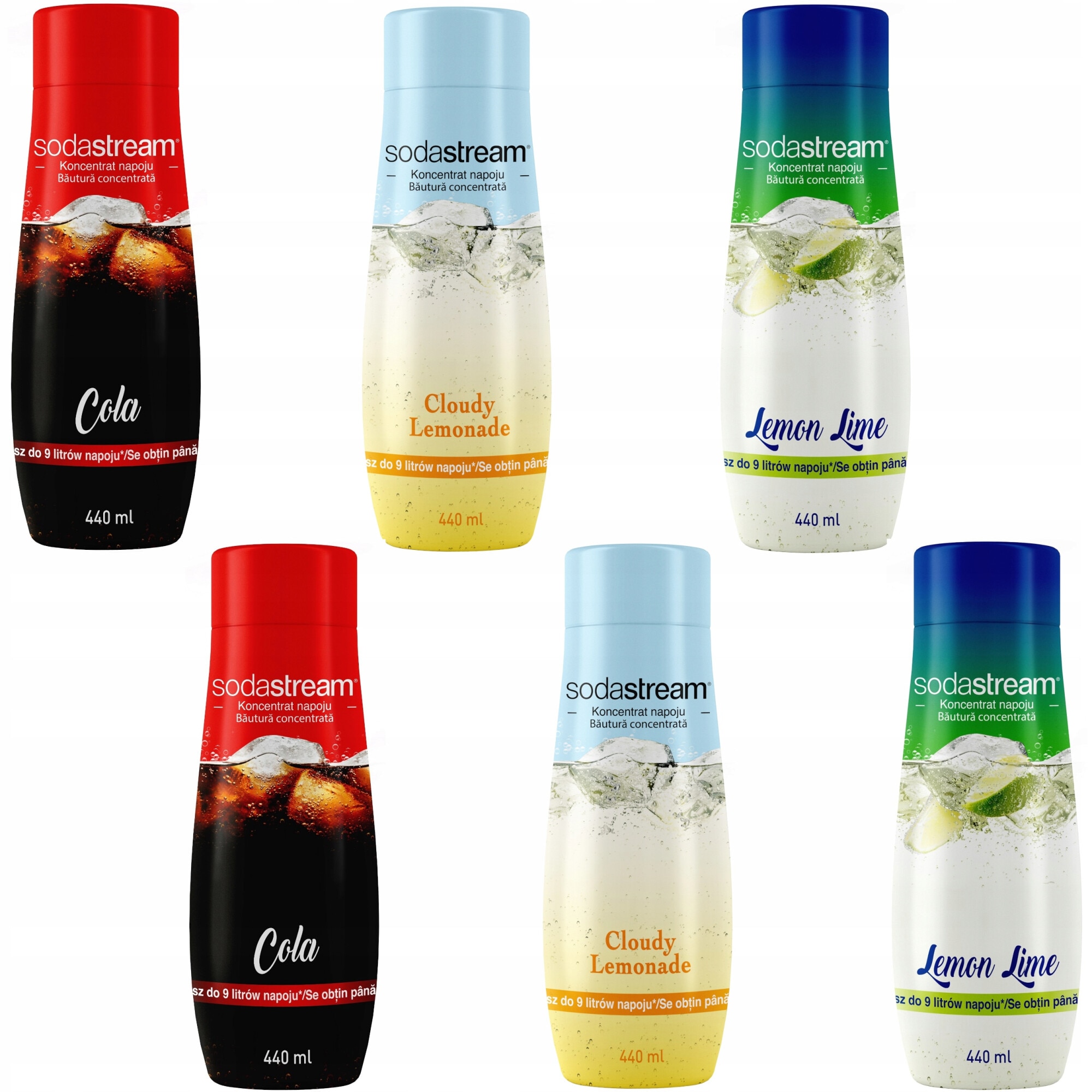 Set de 6 concentrate SodaStream 2x (Cola+Lemon-Lime+Lemonade) 6x 440ml ...