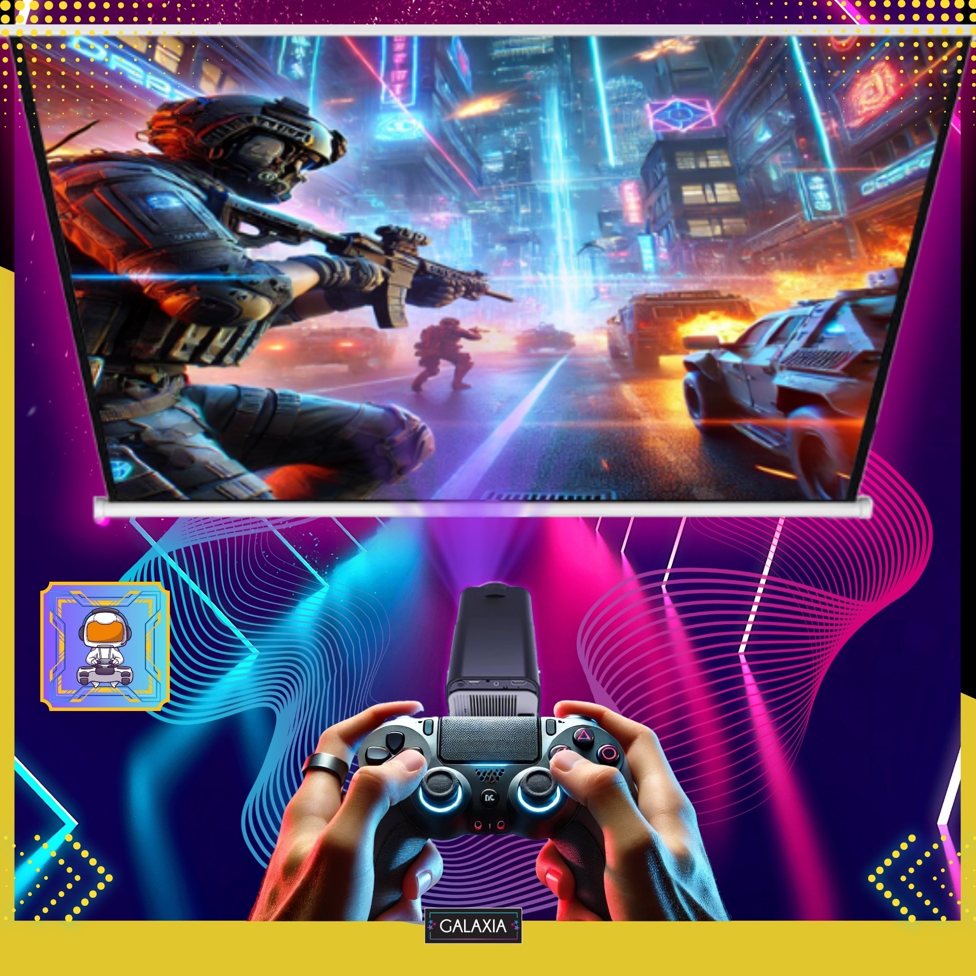 Videoproiector Smart LED portabil GALAXIA® cu Android 12, Wi-Fi 6, BT 5 ...