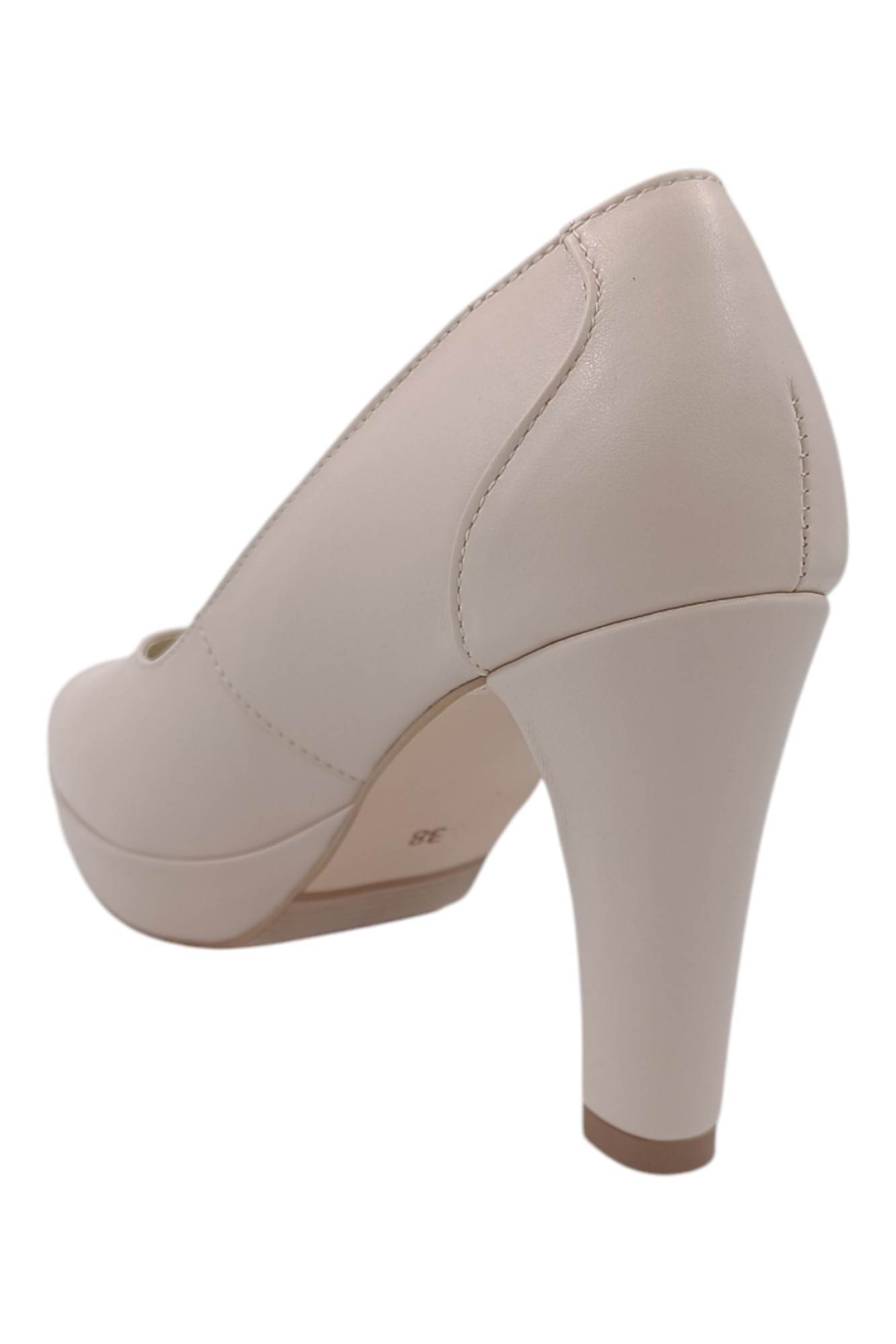 Pantofi dama eleganti, piele naturala, varf rotund, toc inalt cu ...