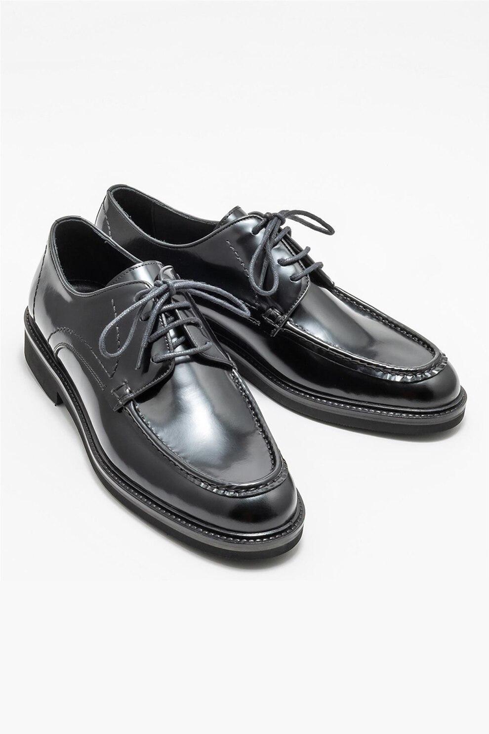ELLE, Pantofi derby de piele, Negru, 41 - eMAG.ro