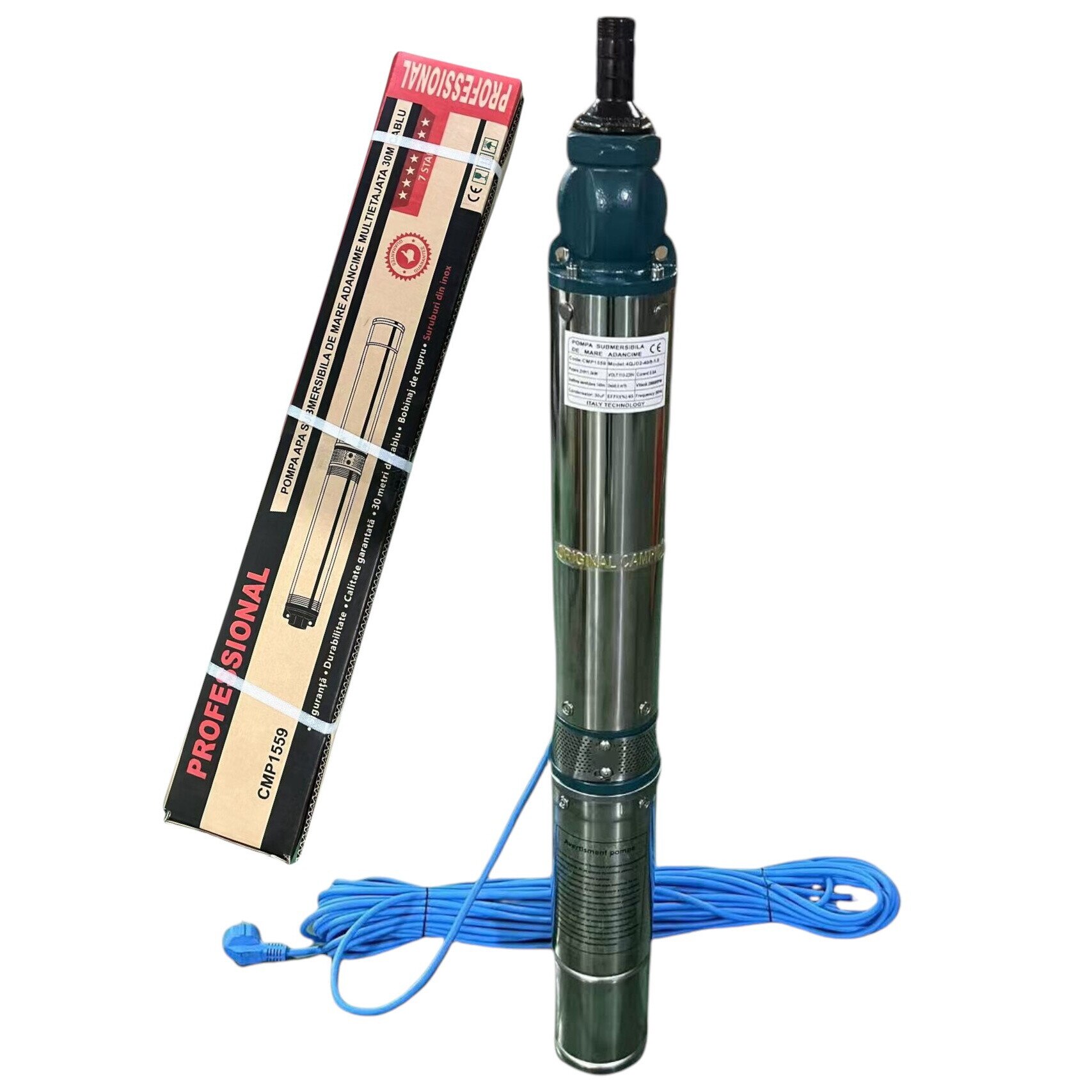 Pompa submersibila apa curata 1500W, CAMPION®, 8 turbine, cablu LUNG 30 ...