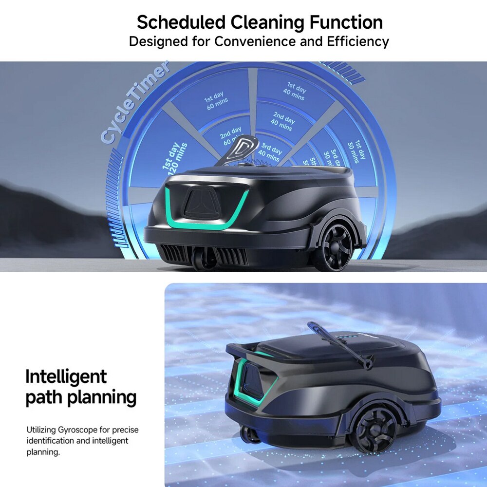 Robot de piscina fara fir Wybot A1, Functioneaza pana la 120 de minute ...