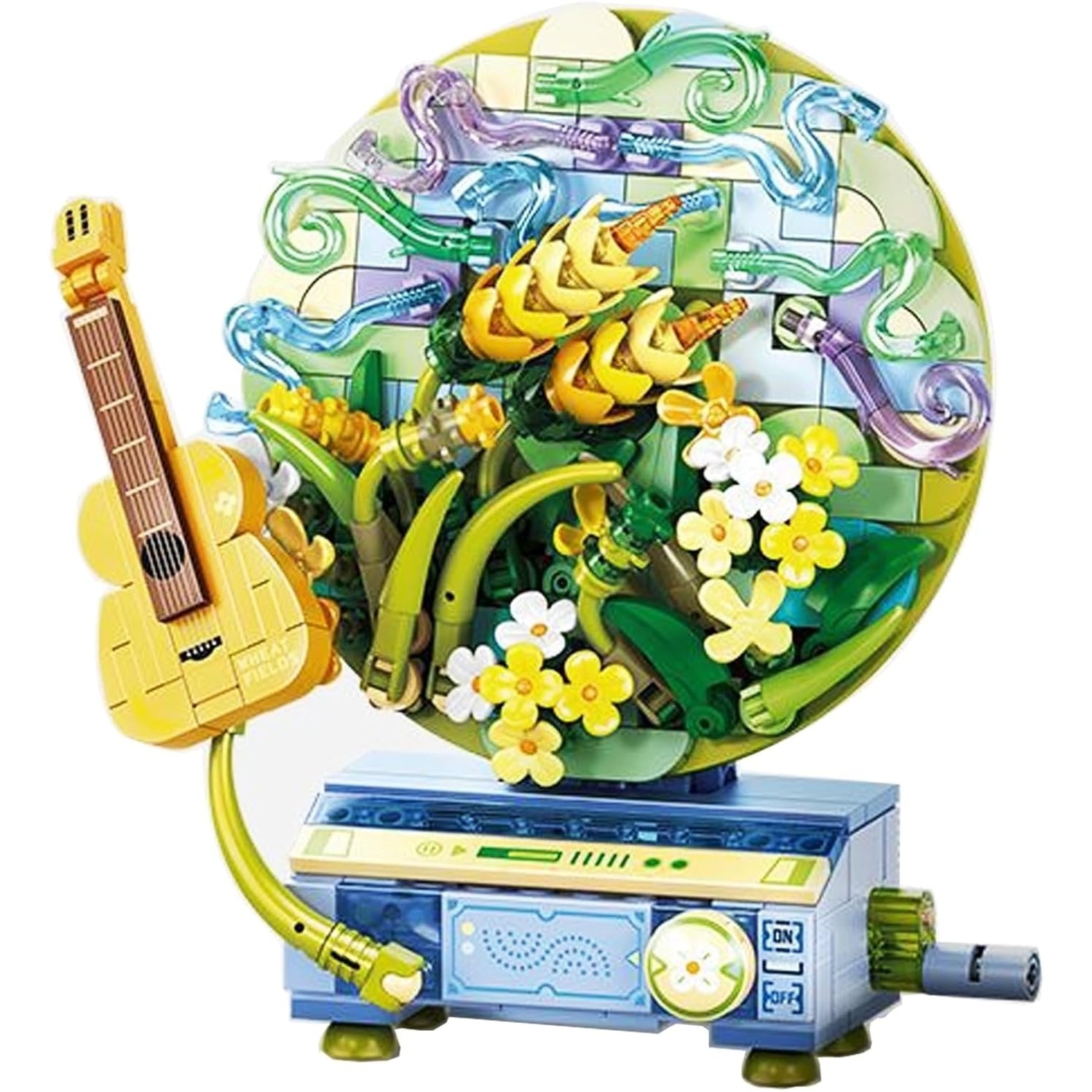 Set de constructie din piese Lego cu flori si cutie muzicala, floarea ...