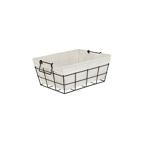 Cos Metalic cu Stofa Ecru & Manere 35x27x15.5cm - eMAG.ro