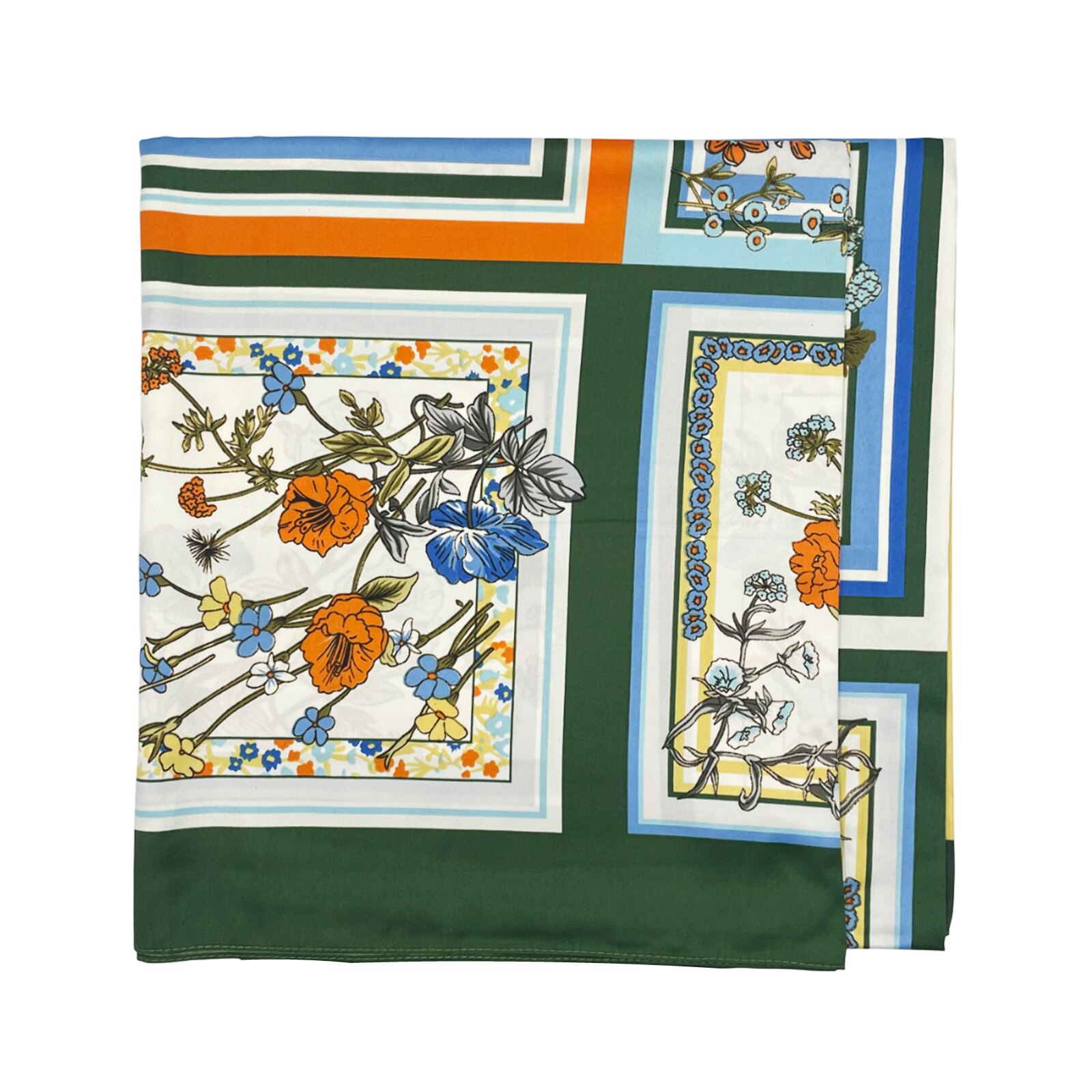Esarfa matase FLORES, Multicolor/ Verde, 85x180cm - eMAG.ro