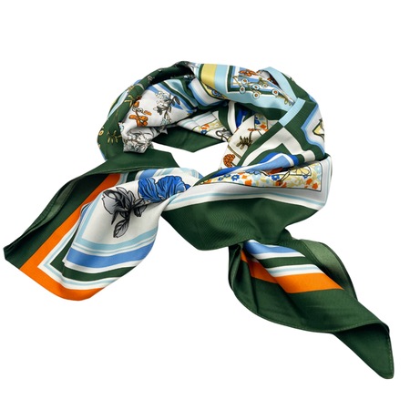 Esarfa matase FLORES, Multicolor/ Verde, 85x180cm - eMAG.ro