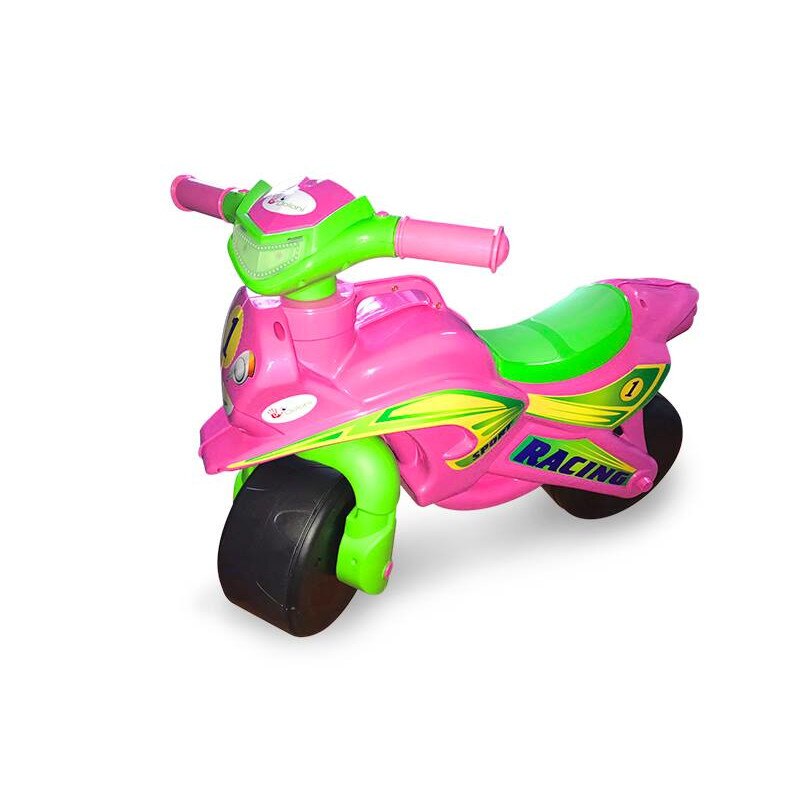 Motoreta fara pedale MOTO SPORT cu sunete si lumini, culoare roz/verde ...