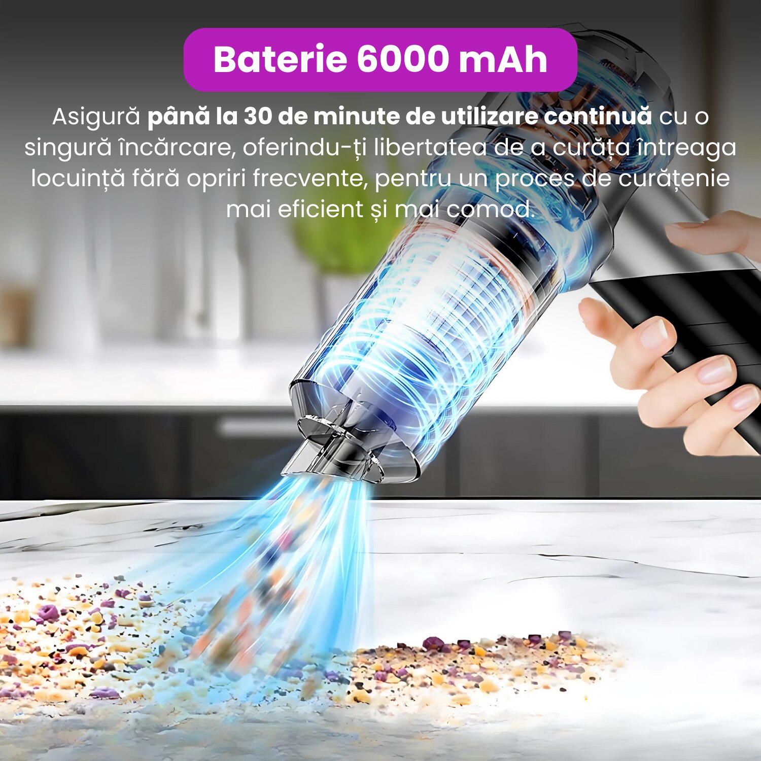 Aspirator Auto 4 in 1 Portabil, BRAGUS, Pliabil, 15000Pa, 100W, Baterie ...