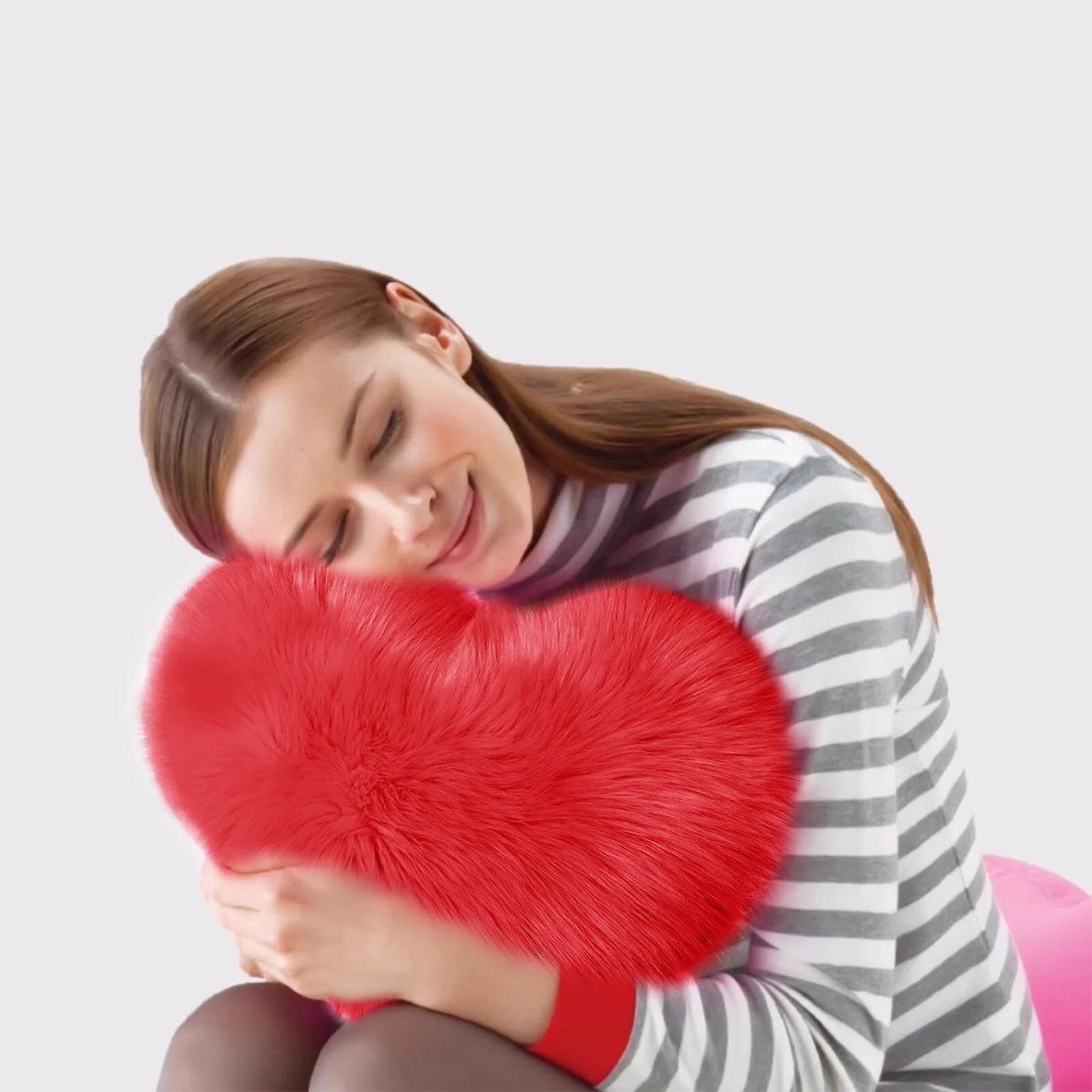 Perna decorativa in forma de inima, 35x45cm, rosie, set cu umplutura ...