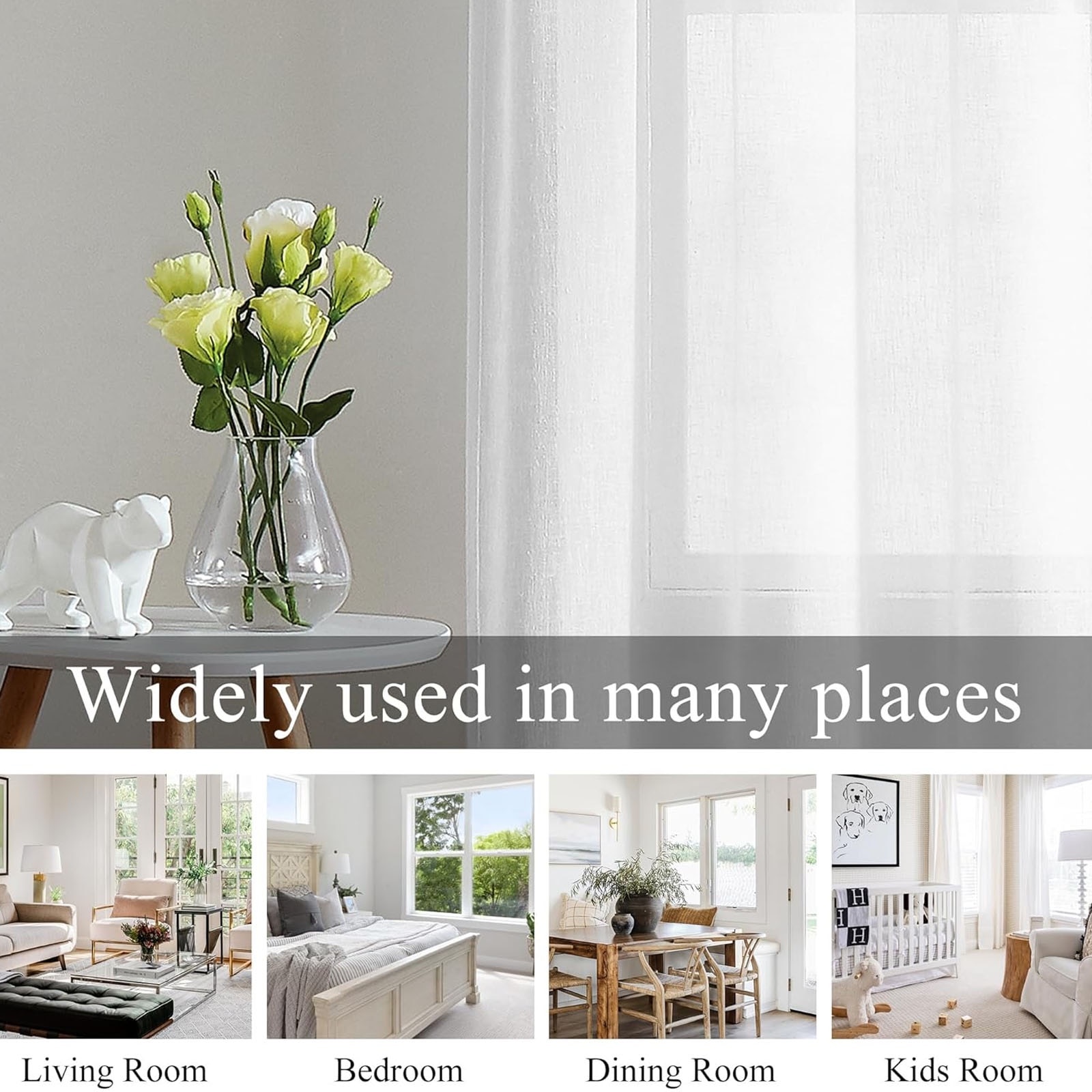 2 db kész függöny készlet, Hggzeg, Voile, Egyszerű, Puha tapintású ...