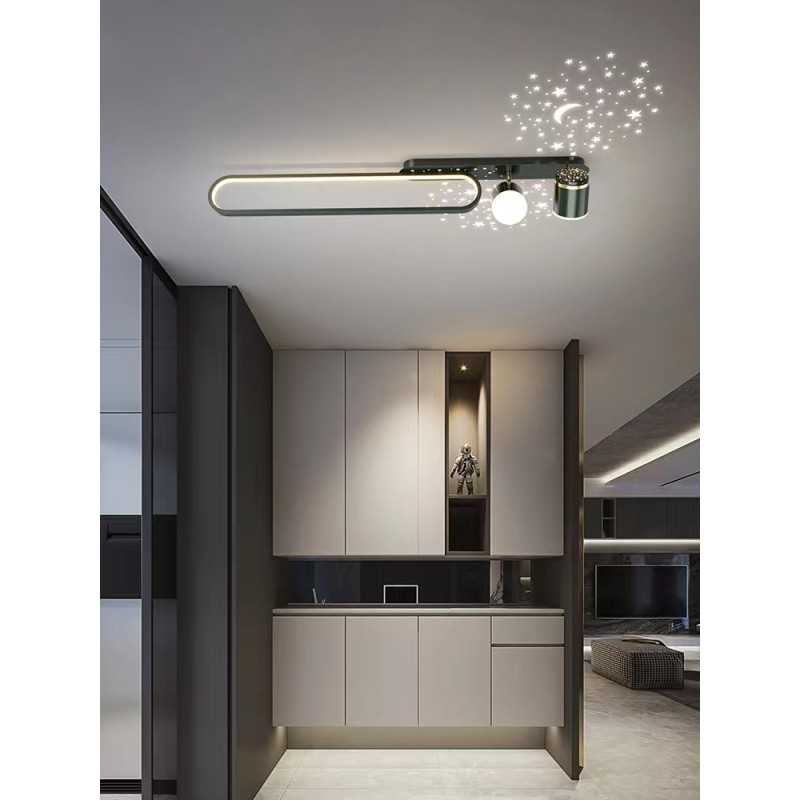 Plafoniera Led JIJU® Cu Cer Instelat 60cm Negru Moderna 40W, 3 Tipuri ...