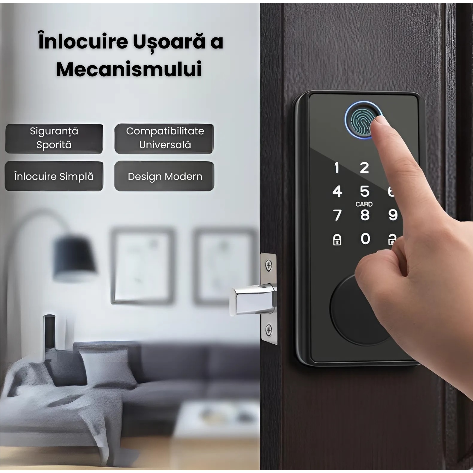 Clanta Inteligenta Neagra Cu Amprenta, Cod PIN, RFID, Chei Si Carduri ...