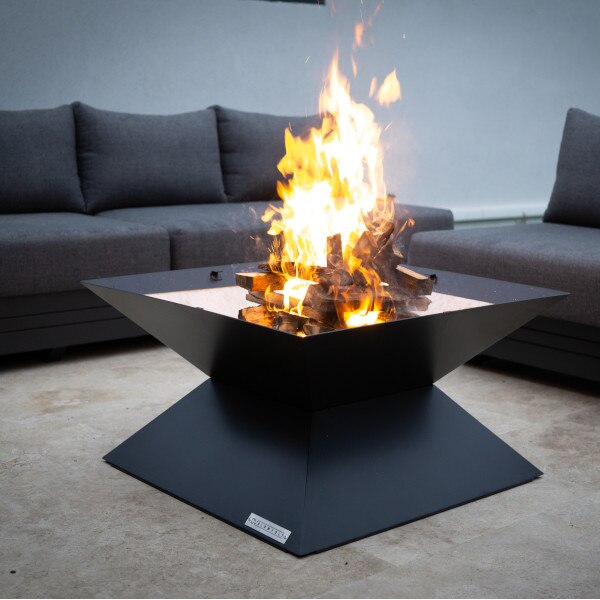 Masa de gradina 2-in1 Fire pit/vatra de foc dubla, 80x80cm, otel, negru ...