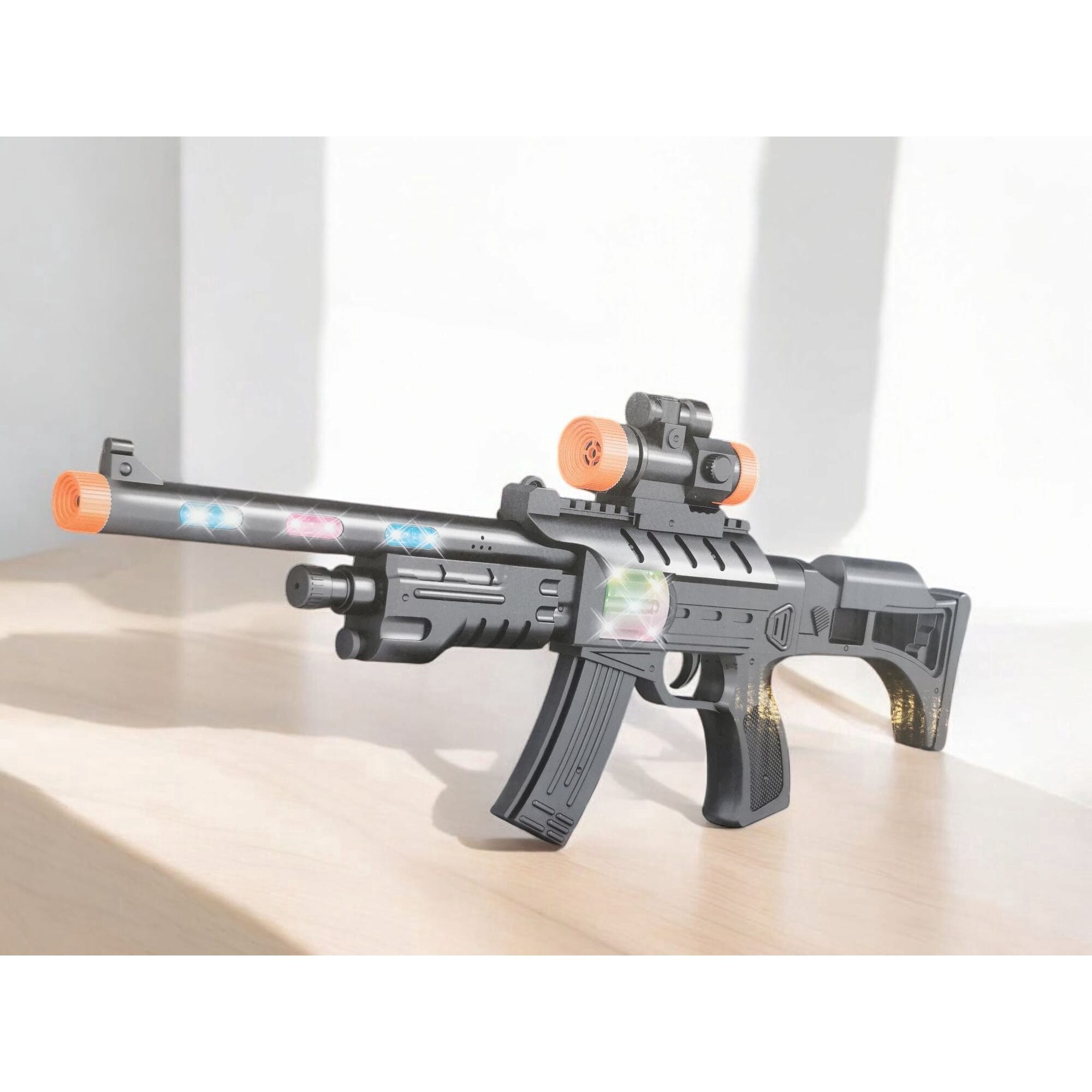 Jucarie Pusca Mitraliera cu Laser si Luneta, Demontabila, Lumini si ...