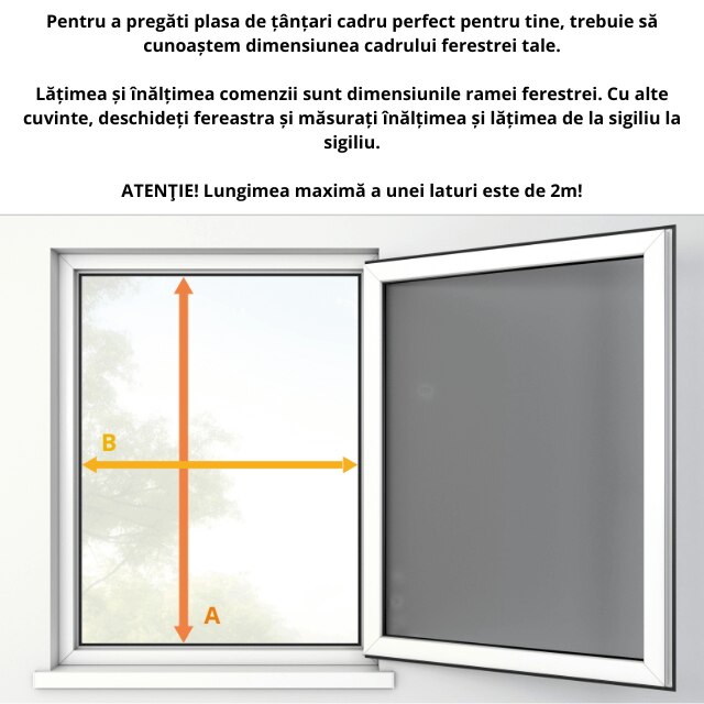 Kit plasa tantari completa pentru fereastra, Time4blinds, 70 cm x 150 ...