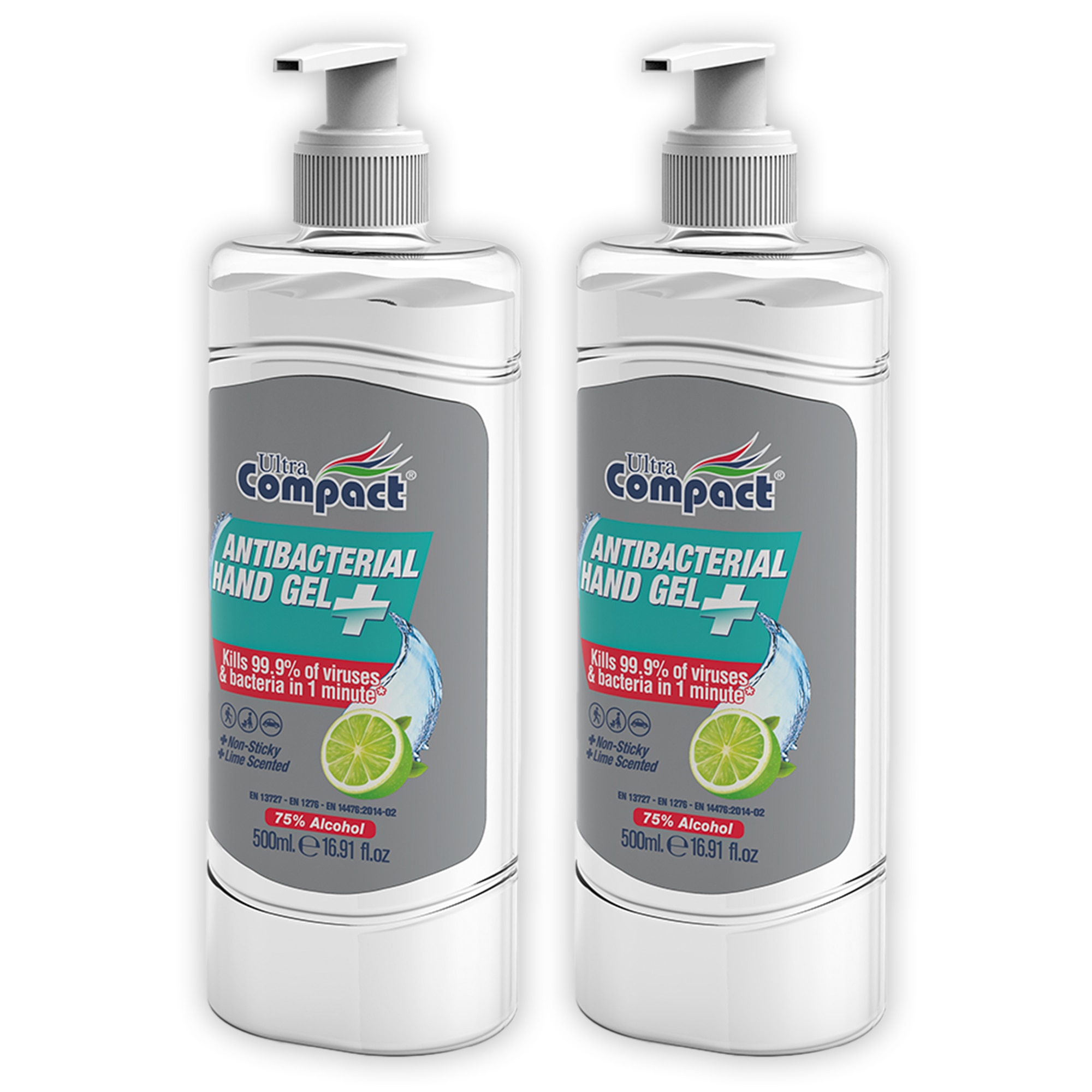 Set 2 x Gel Dezinfectant si Antibacterian pentru Maini ULTRA COMPACT, 2 ...
