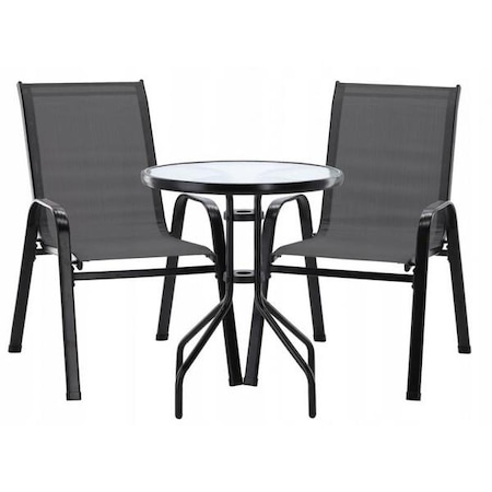 Set mobilier balcon, 2 scaune + 1 masa, gri-negru - eMAG.ro