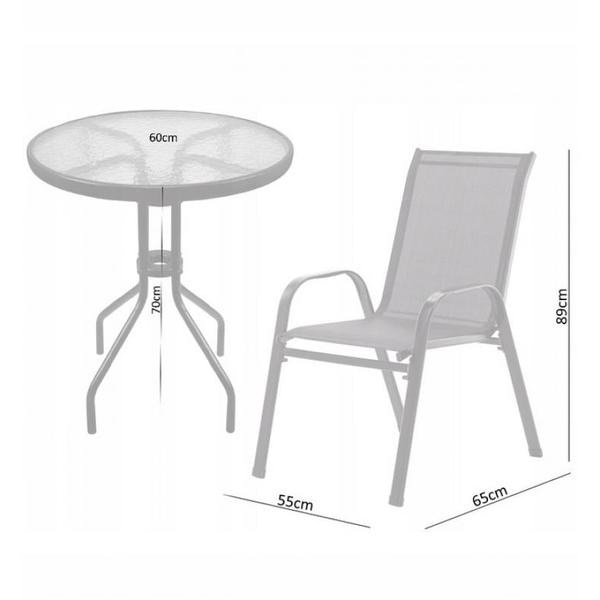 Set mobilier balcon, 2 scaune + 1 masa, gri-negru - eMAG.ro