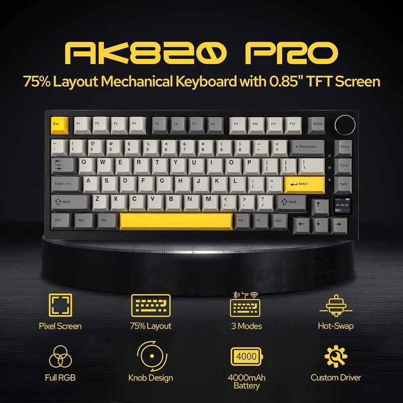 AK820 PRO tastatura mecanica fara fir AJAZZ® Comutator de peste ...