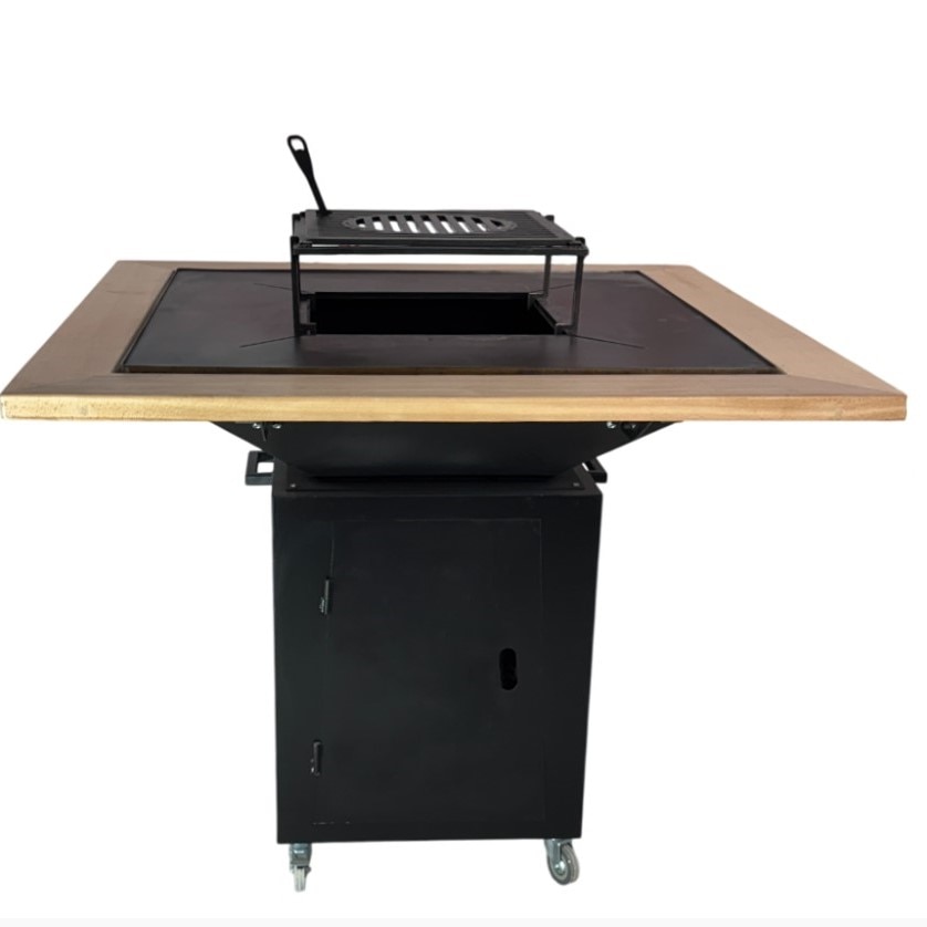 Gratar cu plita 95x 95 cm din otel 10 mm pe lemne, pentru gradina sau ...