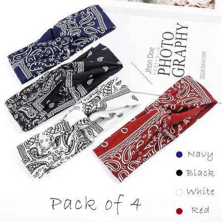 Set de 4 bentite pentru par, multicolor, din material textil, cu ...