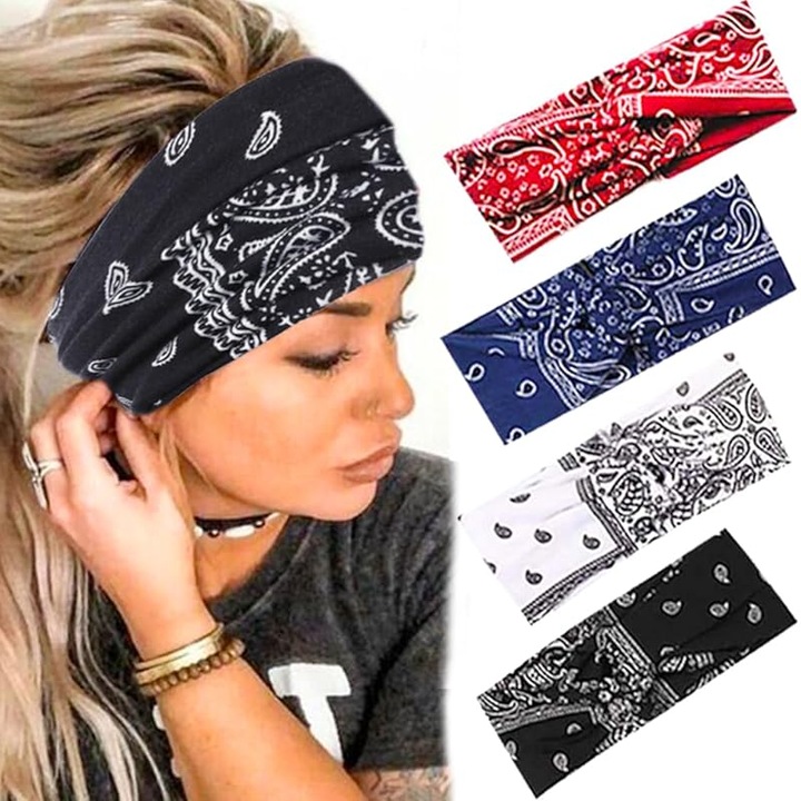 Set de 4 bentite pentru par, VPUINEFE, multicolor, din material textil ...