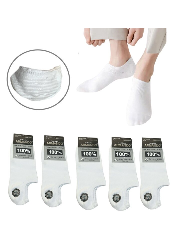 Sosete barbati Armando, set 5 perechi, bumbac, Alb, 43-46EU - eMAG.ro