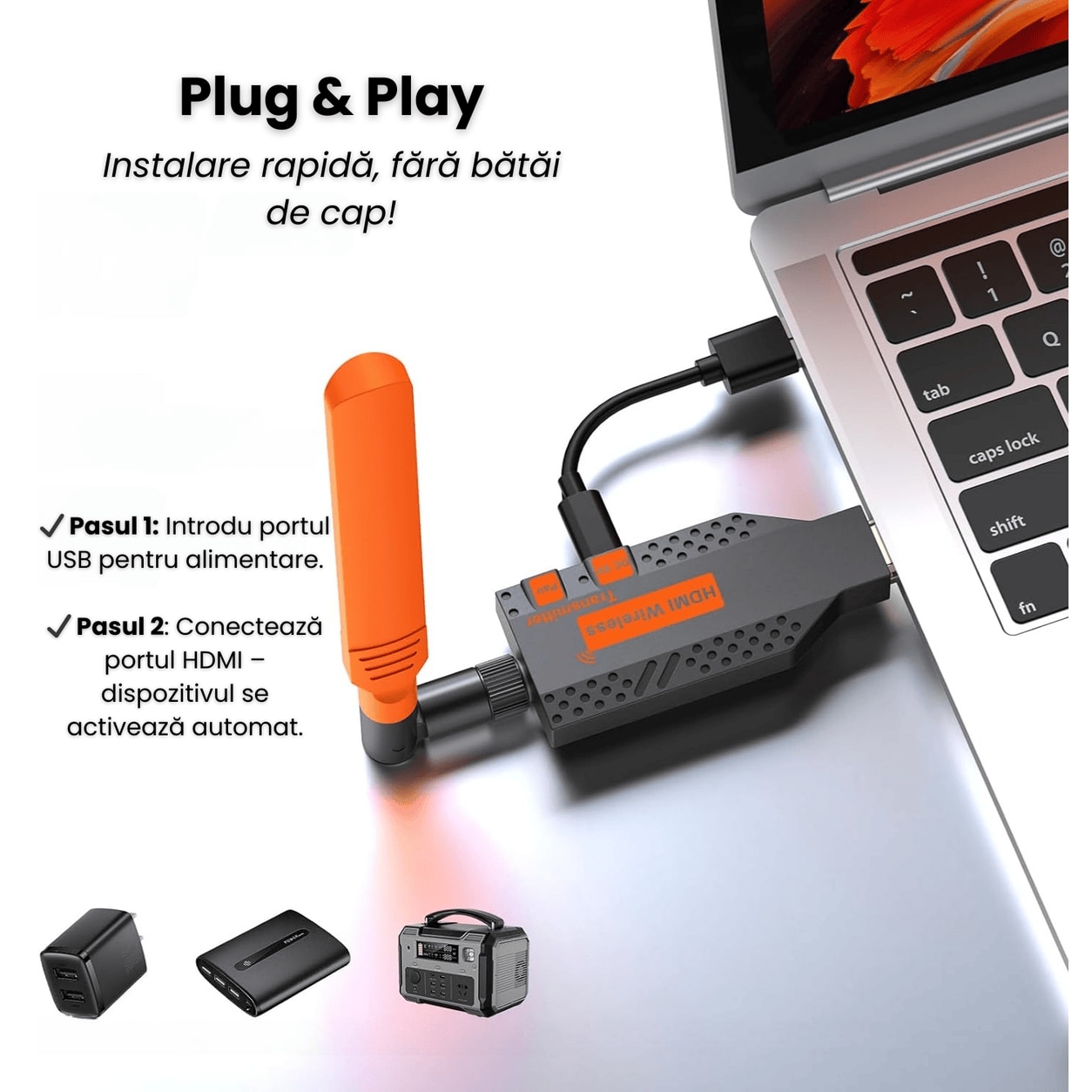 Kit Extensie HDMI Wireless 150m HASEPE, Transmitator si Receptor Full ...