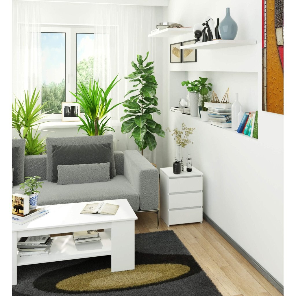 Noptiera pal 3 sertare glisiere metalice compacta, 40x35x57 cm, design ...