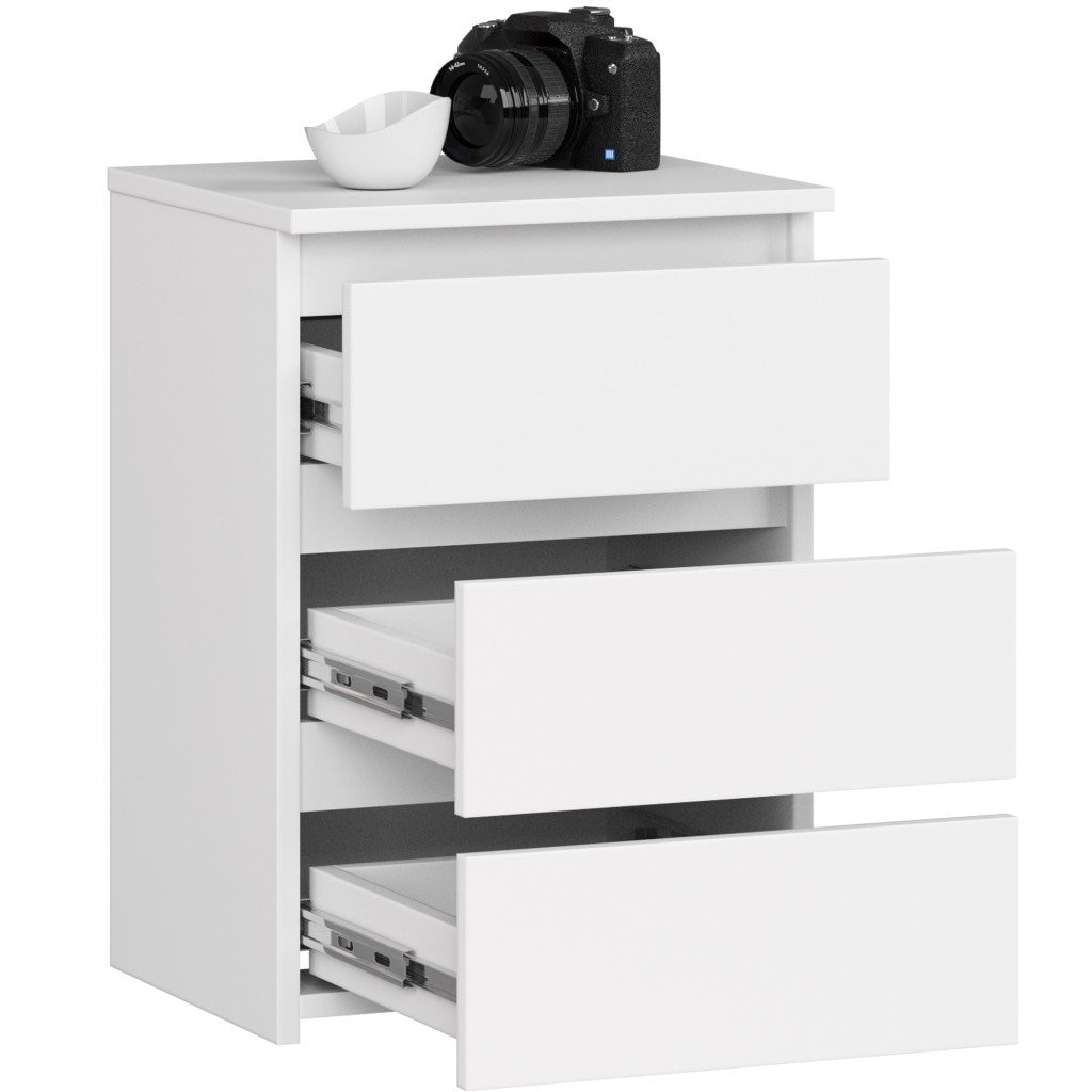 Noptiera pal 3 sertare glisiere metalice compacta, 40x35x57 cm, design ...