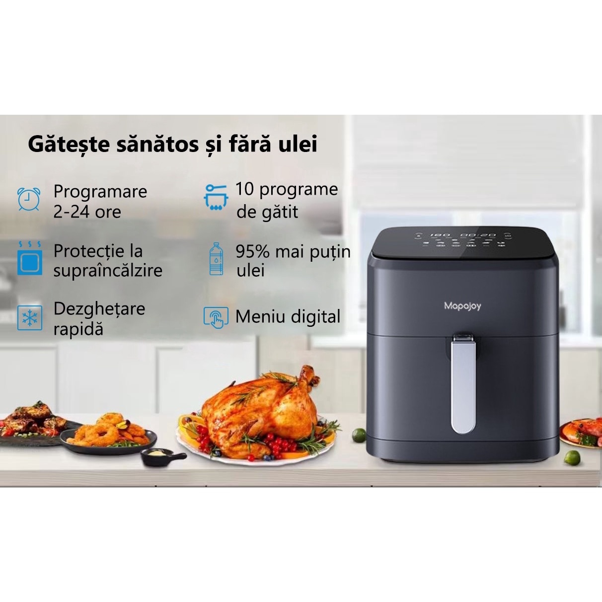 Friteuza cu aer cald Mapajoy XL Master Cook, Fara ulei, 1700W ...